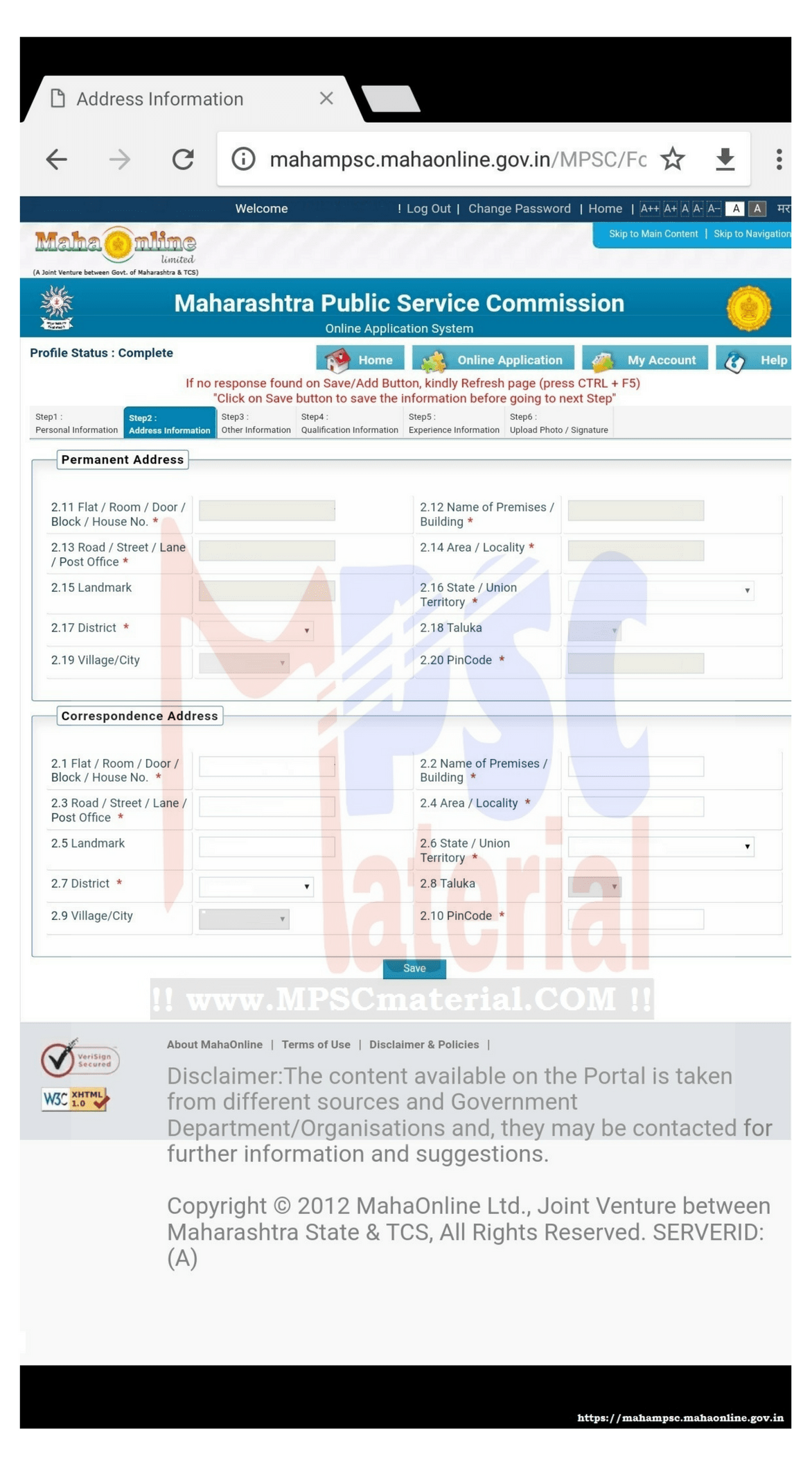 Address Information – MPSC Material