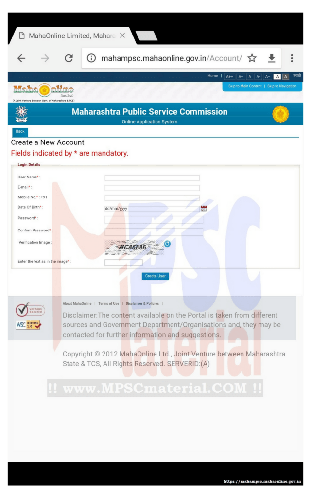 How to Create New Account in MPSC Online Website – MPSC Material